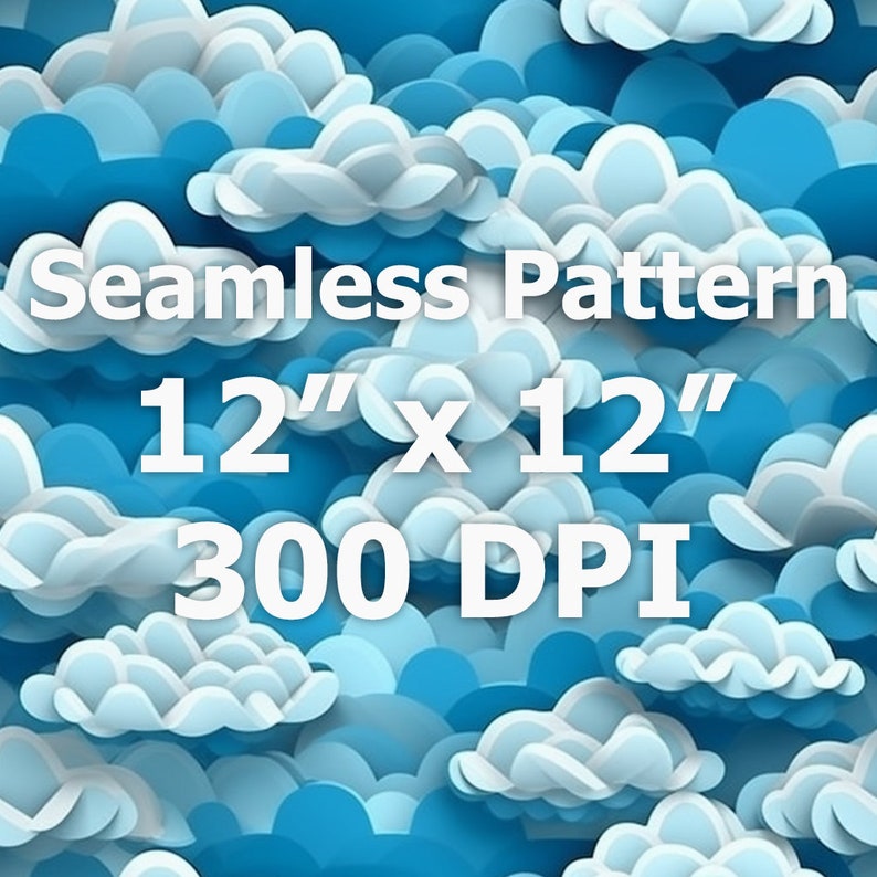 8 Seamless 3D Paper Clouds Patterns. Paper Clouds Background. Sublimation Tumbler. Digital Paper ...