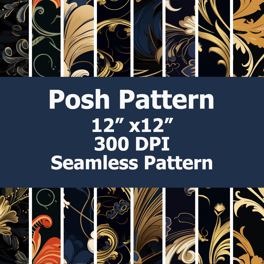 8 Elegant Floral Posh Patterns: Seamless Backgrounds (PNG Digital ...