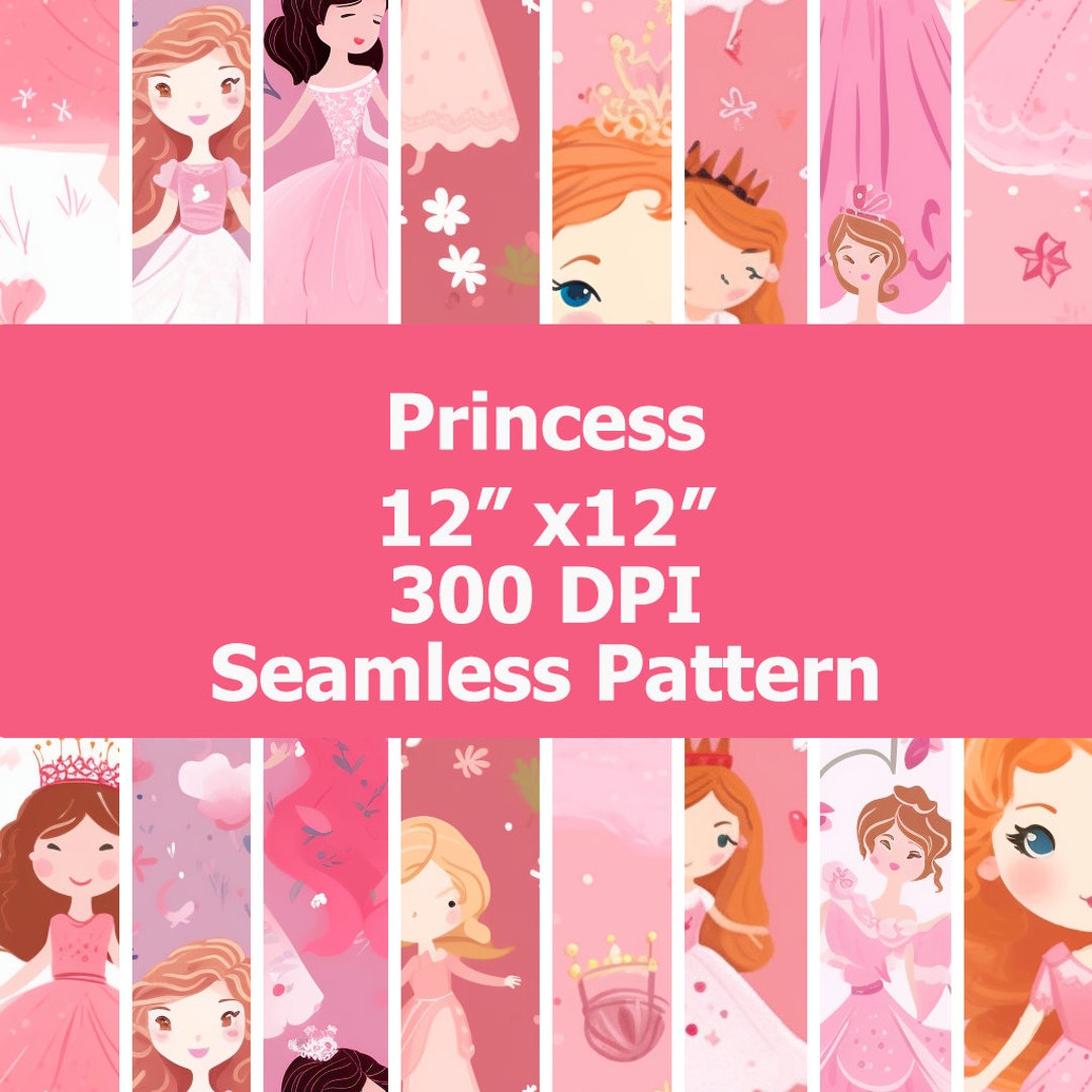 8 Seamless Princess Patterns. Princess Background. Sublimation Design ...