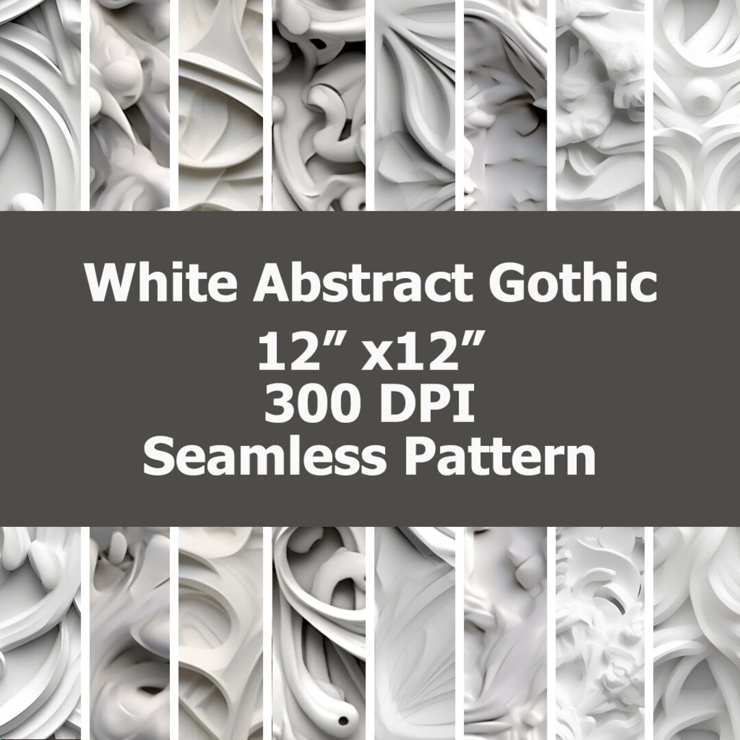 8 Seamless White Gothic Abstract Patterns. White Gothic Background ...