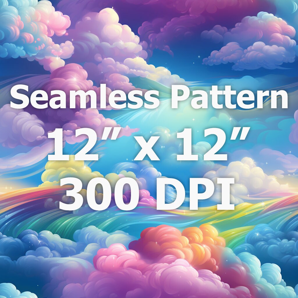 8 Seamless Rainbow Clouds Patterns. Rainbow Clouds Background. - Etsy