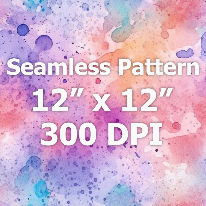 Watercolor Splatter Pattern: Seamless Digital Paper (PNG, 12x12, 300 ...