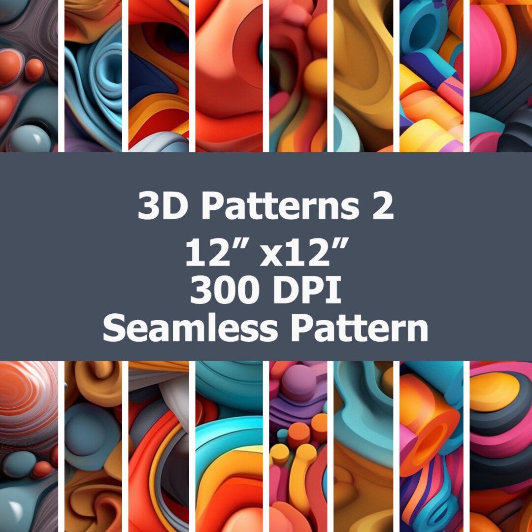 8 Seamless 3d Abstract Patterns. 3D Abstract Background. Sublimation ...