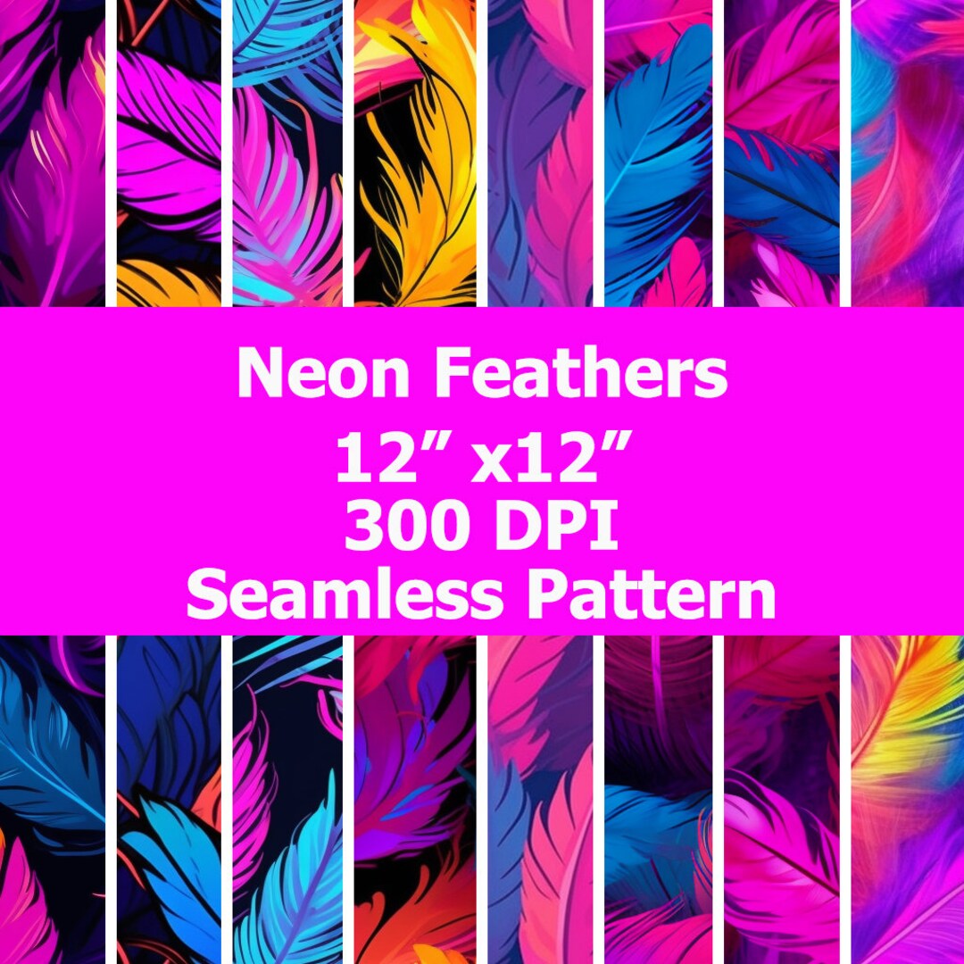 Seamless Neon Feather. Sublimation Pattern. Digital Pattern. - Etsy