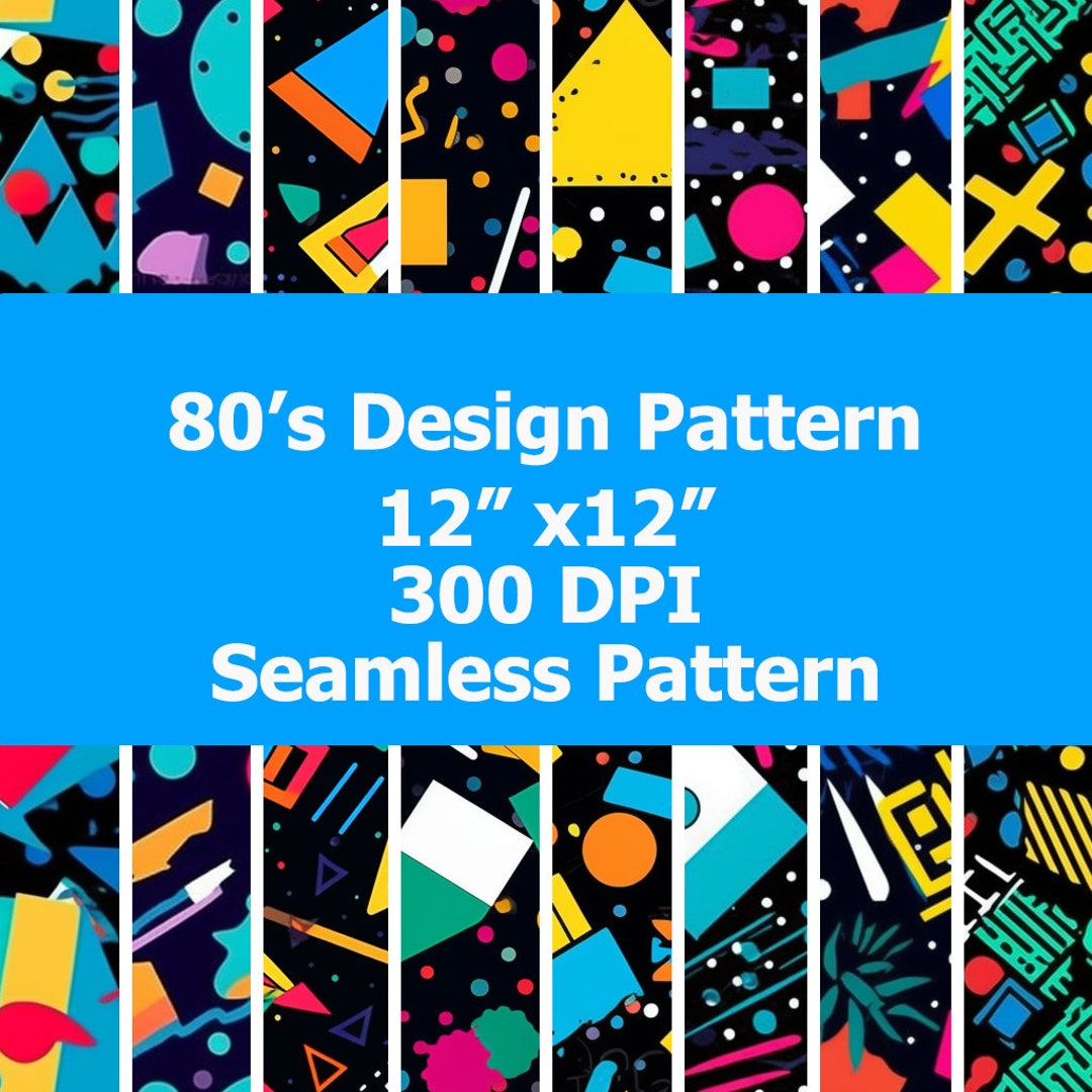 8 Seamless 80's Design Patterns. 80's Background. Sublimation Design ...