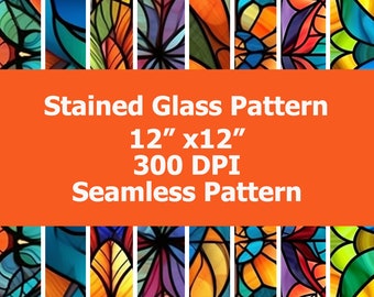 Stained Glass Digital Paper Seamless Patterns PNG JPG PDF Printable ...