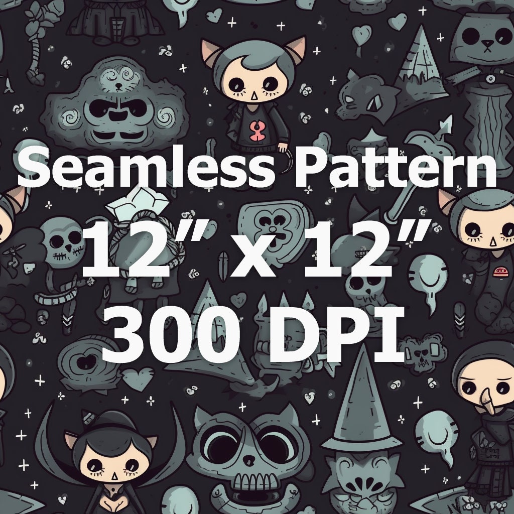 8 Seamless Cute Gothic Patterns. Cute Gothic Background. Sublimation ...