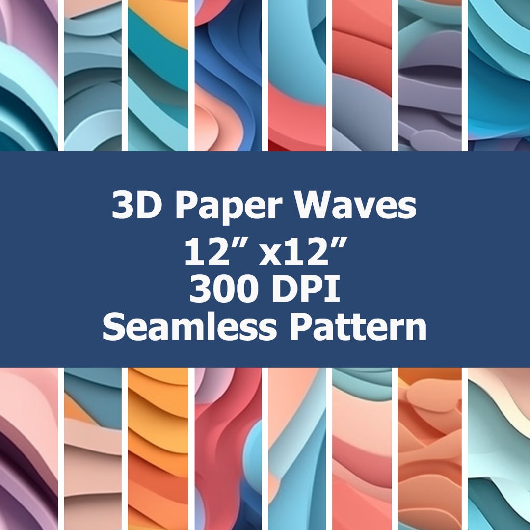 8 Seamless 3D Paper Waves Patterns. 3D Paper Waves Background ...