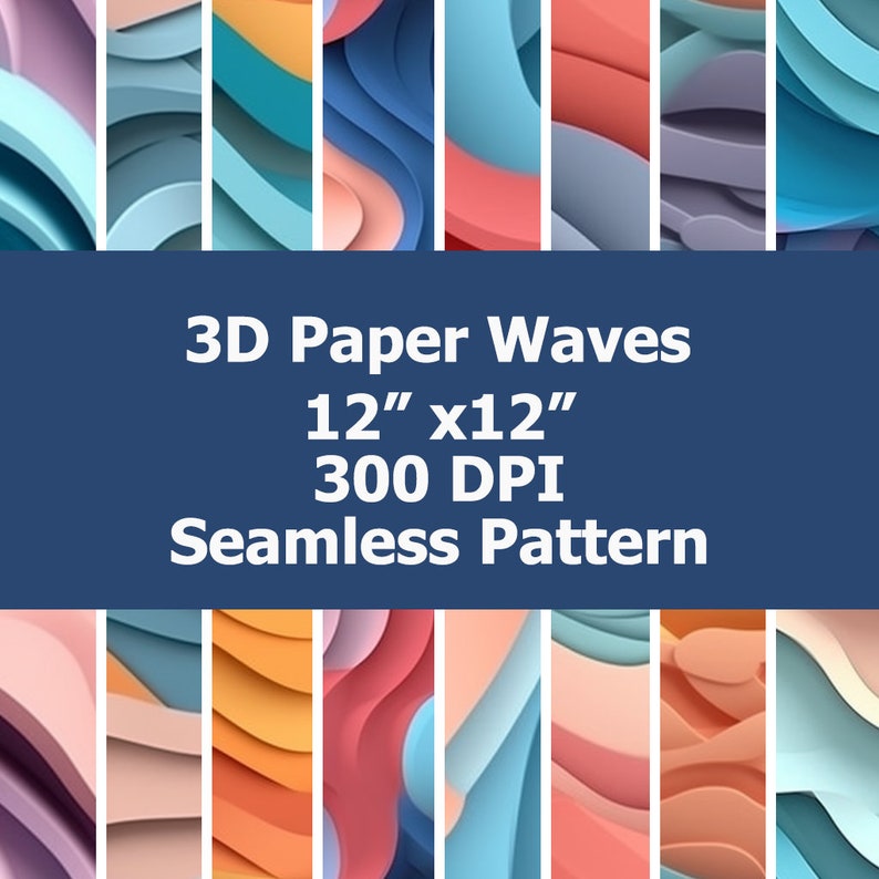 8 Seamless 3D Paper Waves Patterns. 3D Paper Waves Background ...