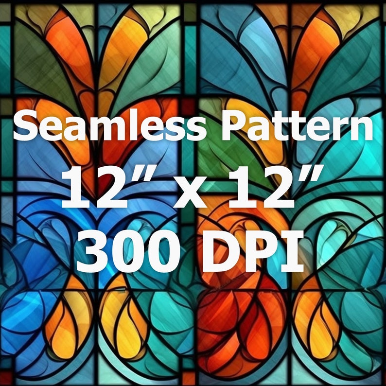 8 Seamless Stained Glass Patterns: Vibrant Digital Paper (12x12, 300 ...