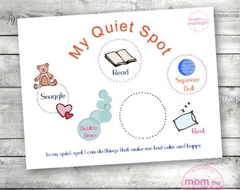 My Quiet Spot One Page Calm Down Big Emotions Worksheet | Etsy Canada
