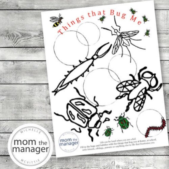 Instant Digital Download Things That Bug Me Worksheet for Kids | Etsy