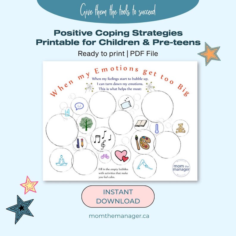 Calm Down and Relaxation Printable for Children and Pre-teens to Handle ...