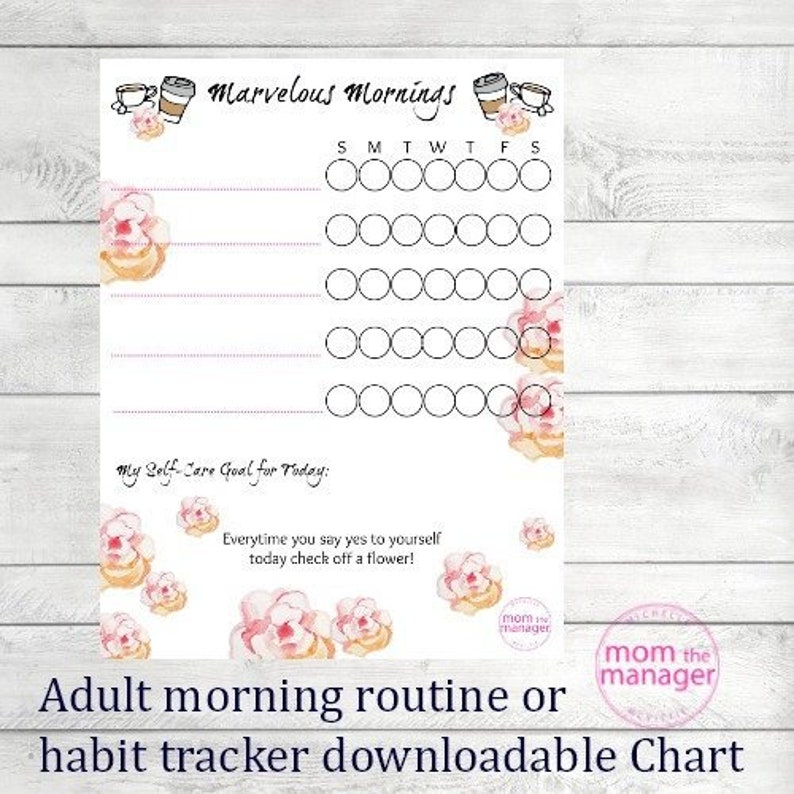 Marvelous Morning Routine and Self-care Chart With Flowers for Women - Etsy