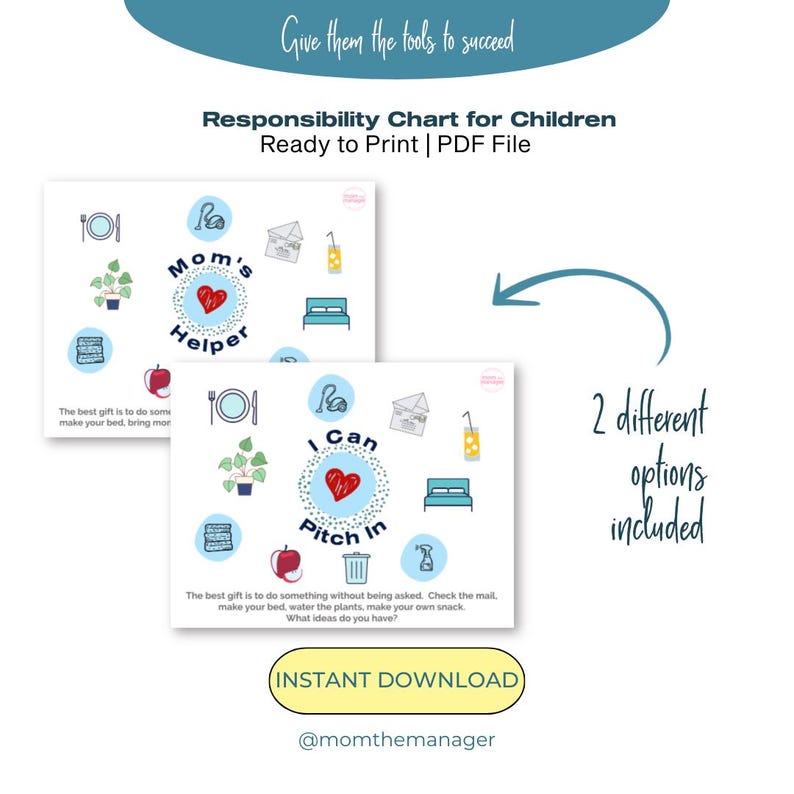 Responsibility & Chore Chart for Children - Etsy