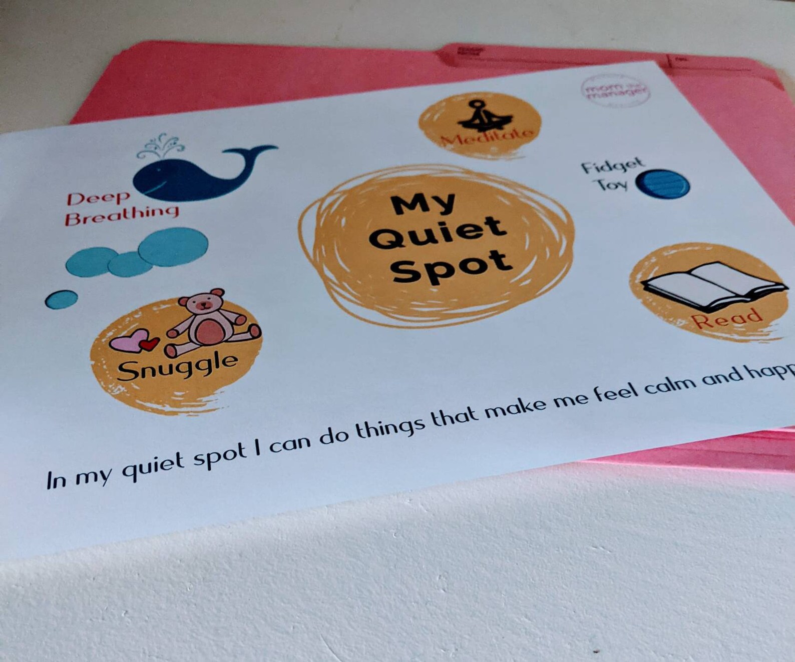 My Quiet Spot One Page Calm Down Big Emotions Worksheet - Etsy