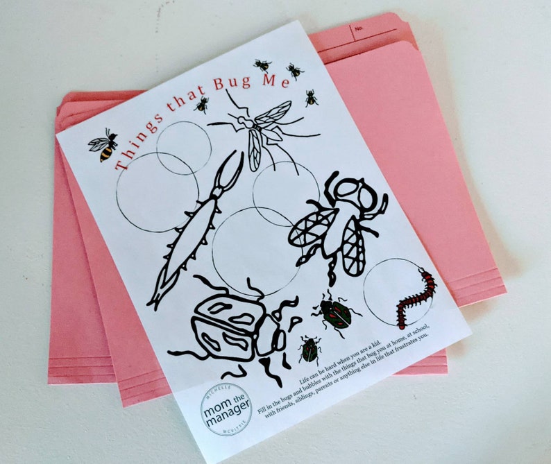 Instant Digital Download Things That Bug Me Worksheet for Kids to Share ...