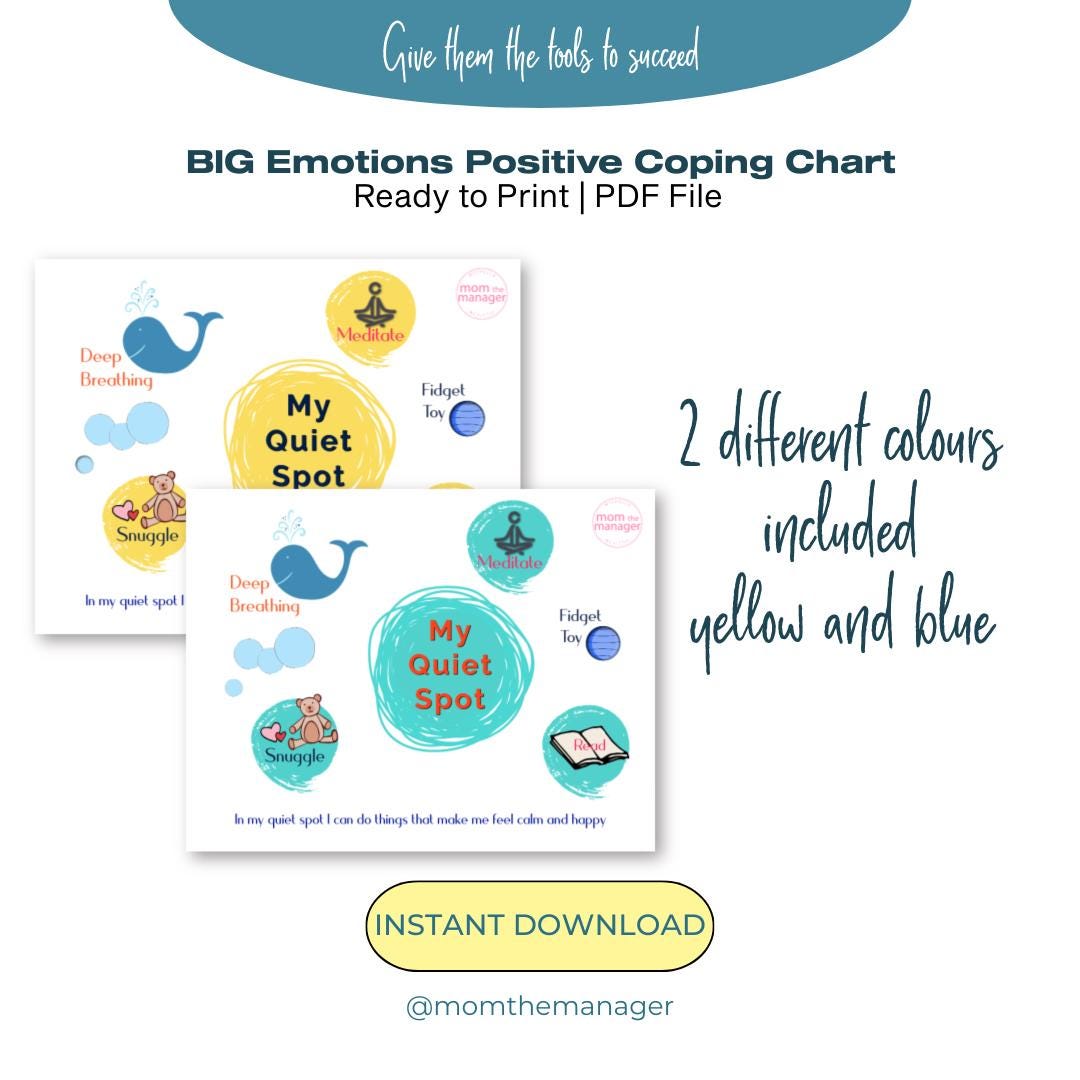 My Quiet Spot One Page Calm Down Big Emotions Worksheet - Etsy