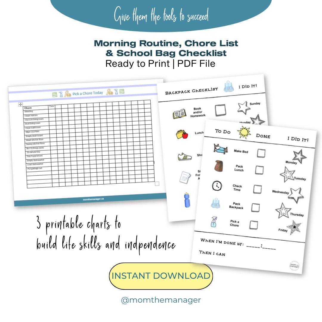 Morning Routine Responsibility Bundle - Etsy