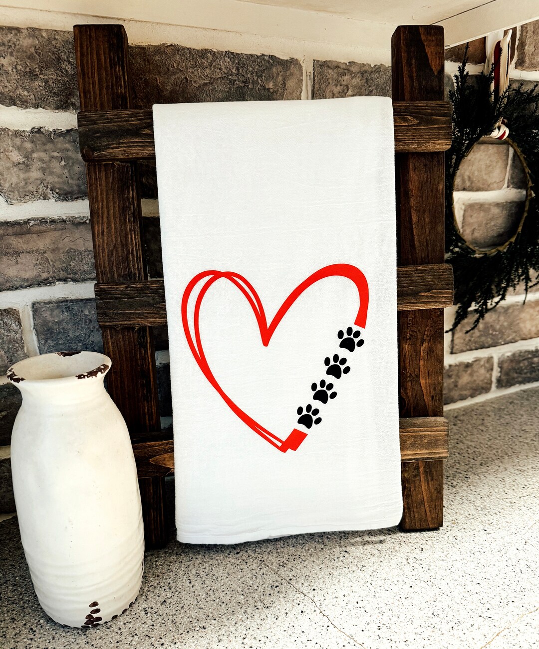 Valentine’s Day Paws Heart Hand Towel, Tea Towel, Valentine’s Day Decor ...