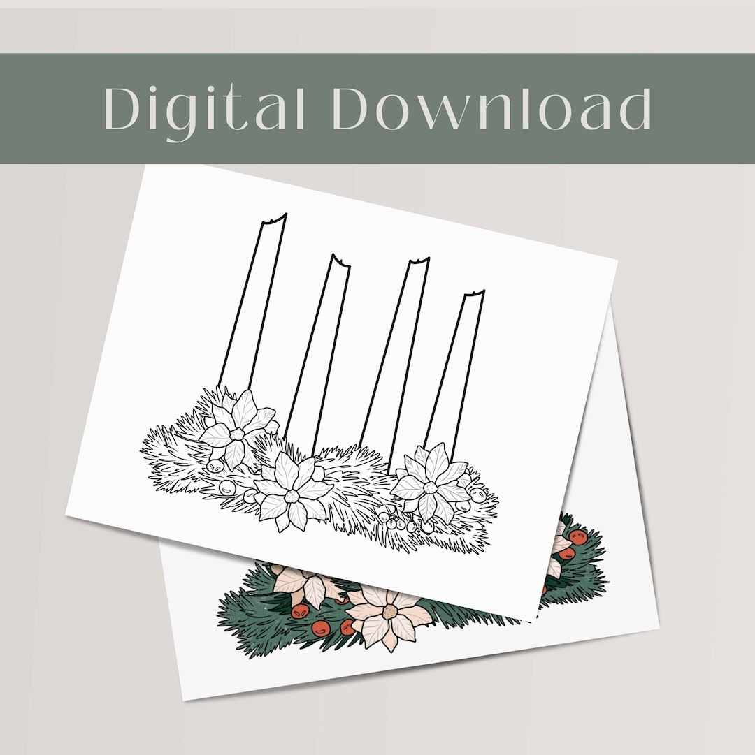 Advent Wreath Coloring Page Christmas Coloring Activity Kids Advent ...