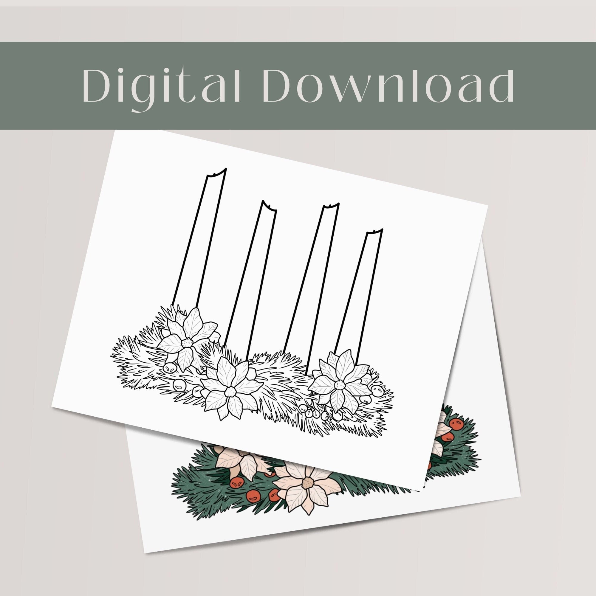 Advent Wreath Coloring Page Christmas Coloring Activity Kids Advent ...