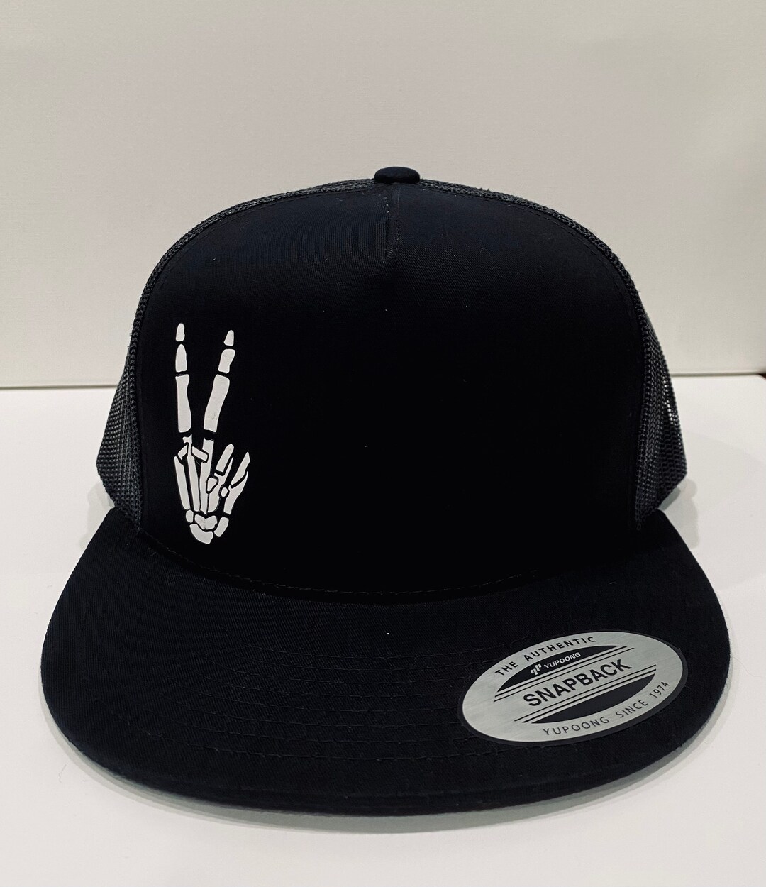 Black Peace Out Skeleton Hands Snapback Hat - Etsy