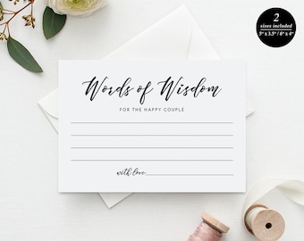 Words of Wisdom Card Template Wedding Advice Printable Card | Etsy