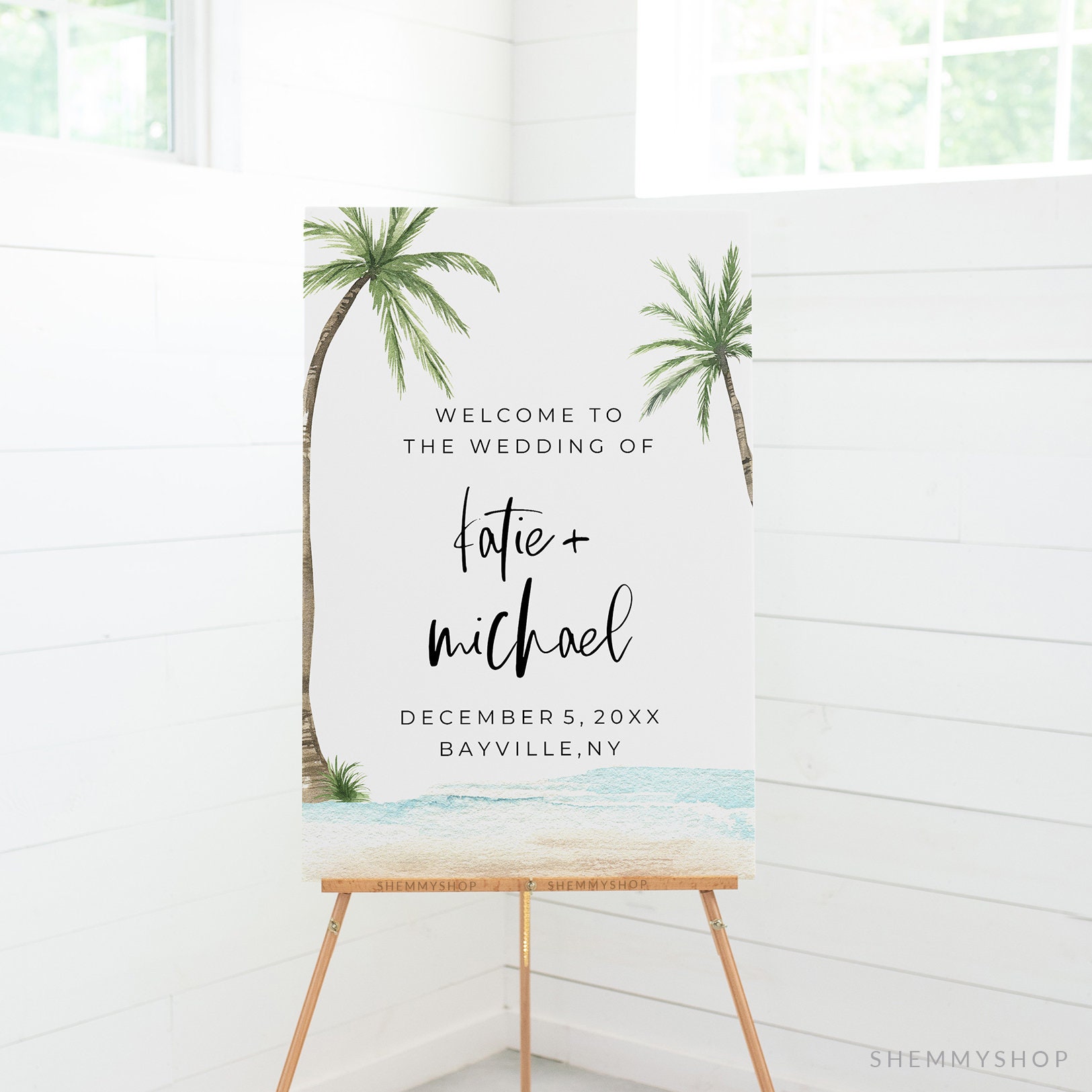 Online Plam Tree Welcome Sign Template Printable Wedding - Etsy