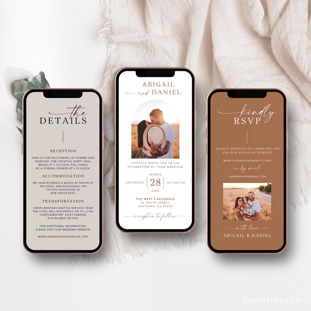 Modern Electronic Wedding Invitation, Wedding Invite Set, Wedding Evite ...