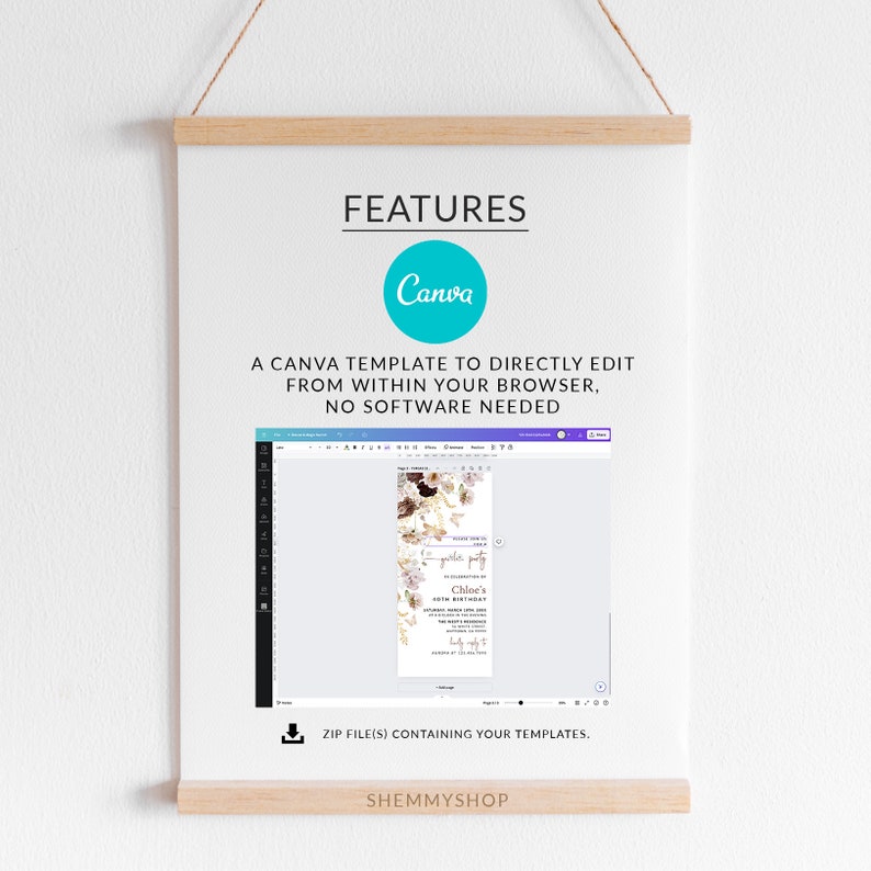 Electronic Garden Party Invitation, Woman 40th Birthday, Wildflower ...