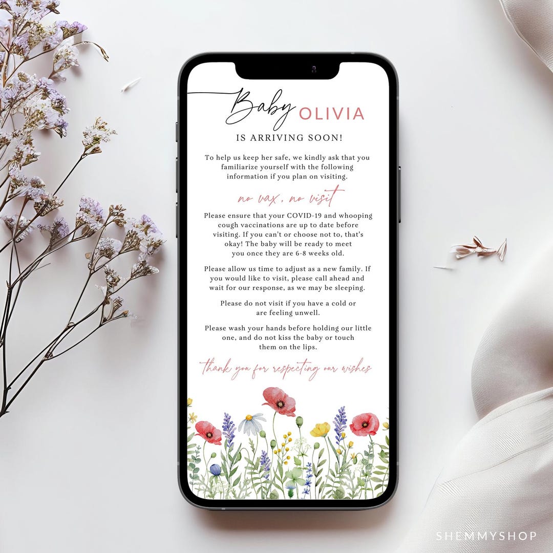 Editable New Baby Visitor Rules, Digital Newborn Etiquette Template ...
