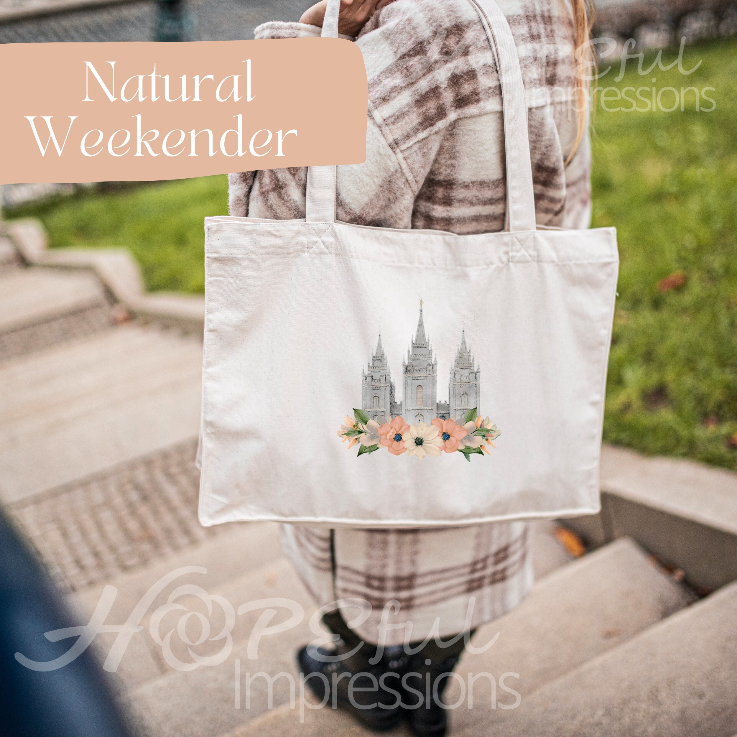 Salt Lake Temple Tote Bag, Watercolor Temple, Custom Flower Color ...