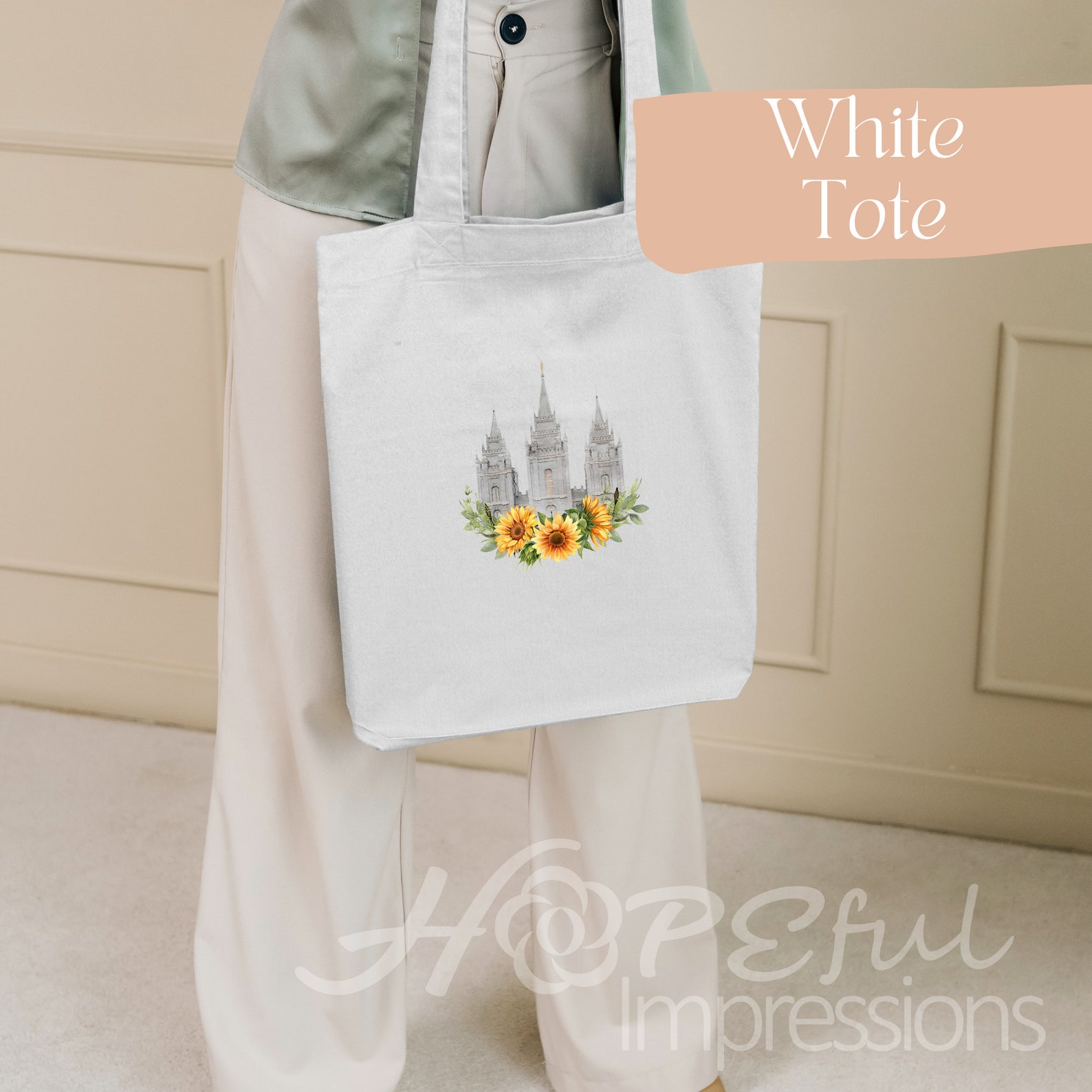 Salt Lake Temple Tote Bag, Watercolor Temple, Custom Flower Color ...