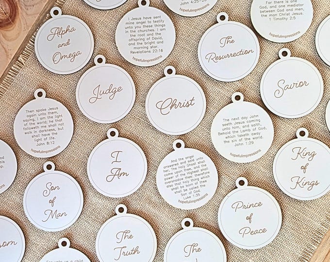25 Pack Full Set Names of Christ Ornaments His Name Shall Be Called ...