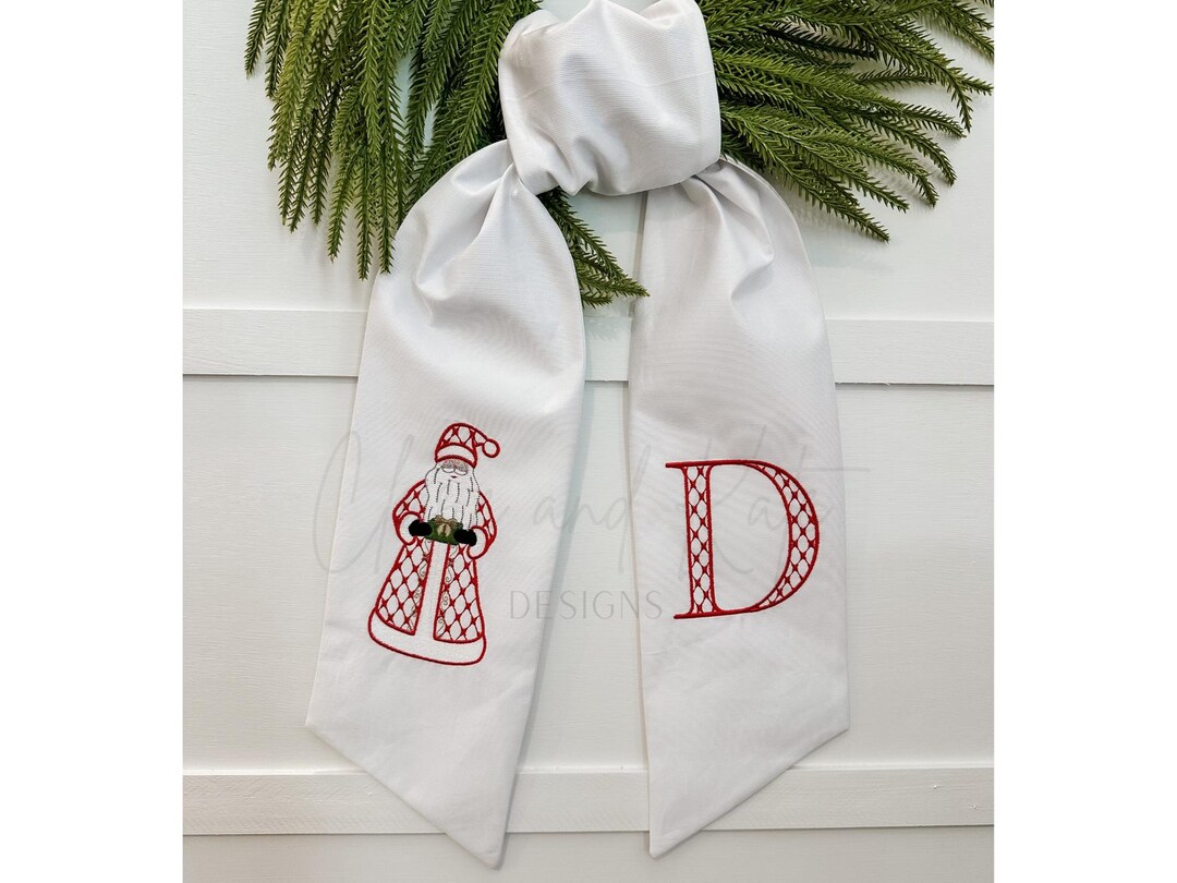 Santa Monogram Wreath Sash, Christmas Wreath Sash for Front Door ...
