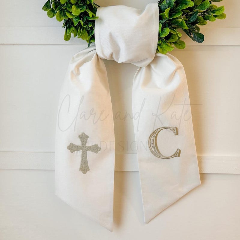 Wreath Ribbon Sash Cross - Etsy