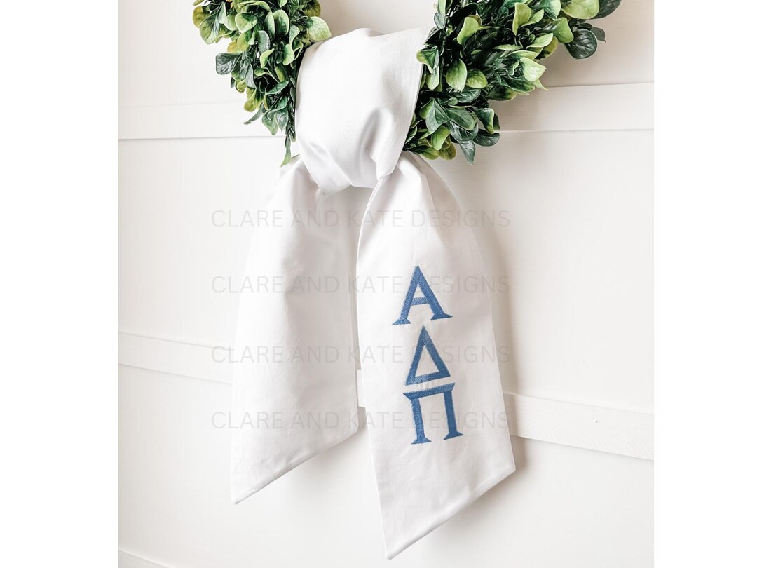 Sorority Wreath Sash, Greek Wreath Ribbon, Embroidered Wreath Ribbon ...