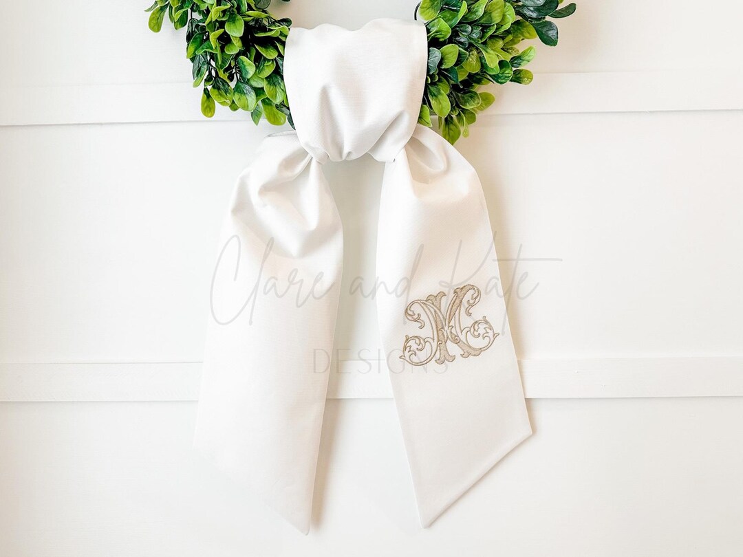 Wedding Wreath Sash, Two Letter Monogram, Wedding Crest Wreath Sash ...