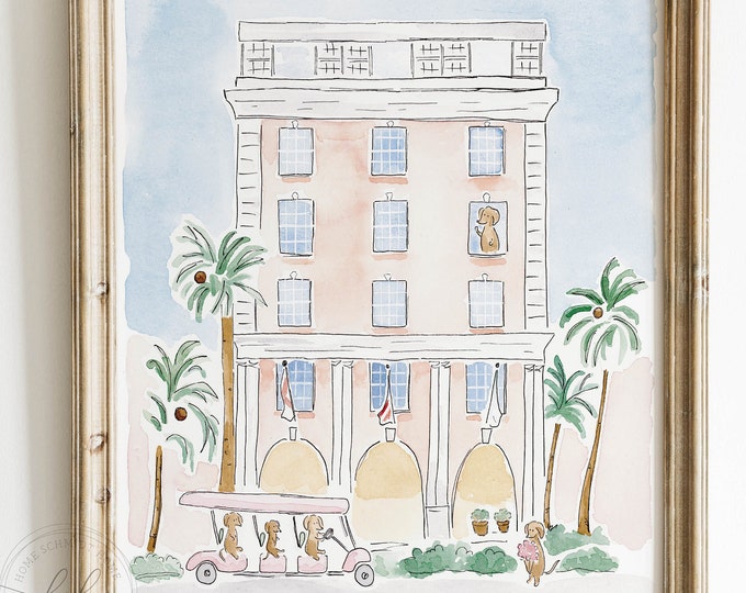 Summer Pink Hotel Print Palm Beach Travel Print Summer - Etsy