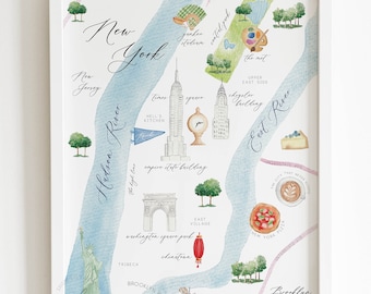 New York City Illustrated Map - Etsy