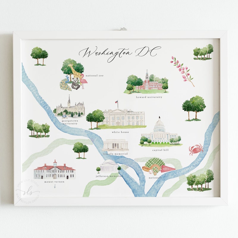 Illustrated Map Dc - Etsy