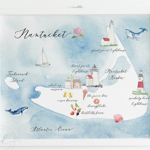 Nantucket Lighthouses Watercolor Art Print - Etsy