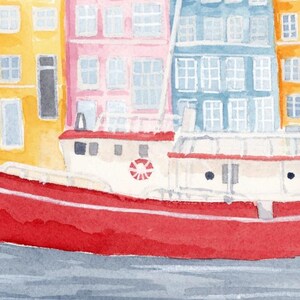 Copenhagen Denmark Watercolor Art Print, Cityscape Painting ...