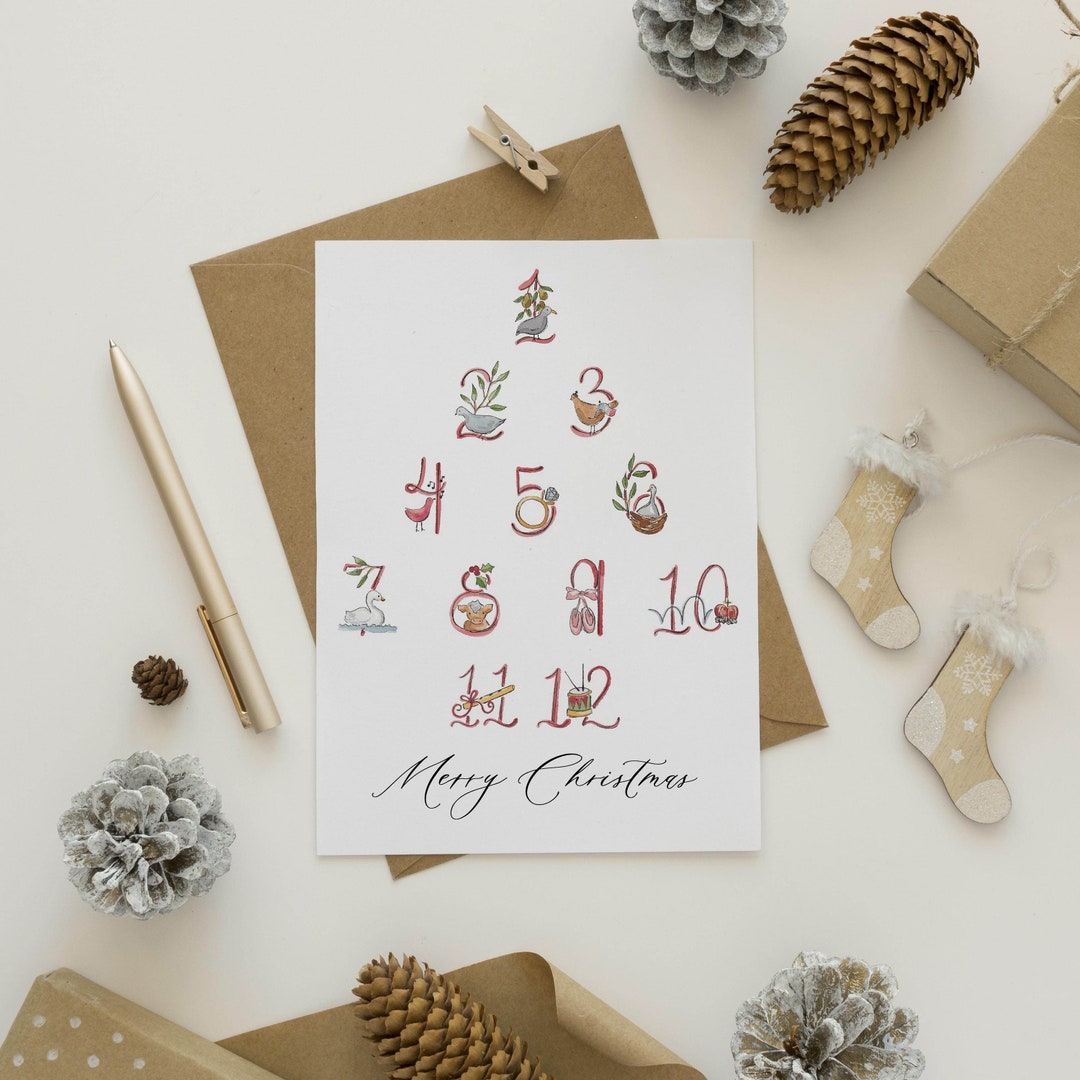 12 Days of Christmas Holiday Card, Printable Holiday Card, Cute ...