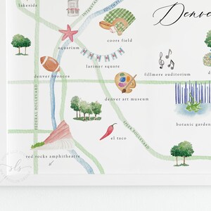 Denver Colorado Watercolor Map Print, Denver Map Art, Illustrated City ...