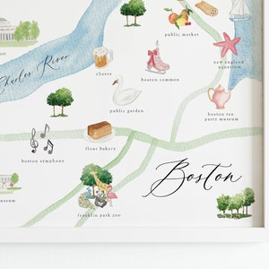 Boston Massachusetts Map Print, Boston Watercolor Map Art, Illustrated ...