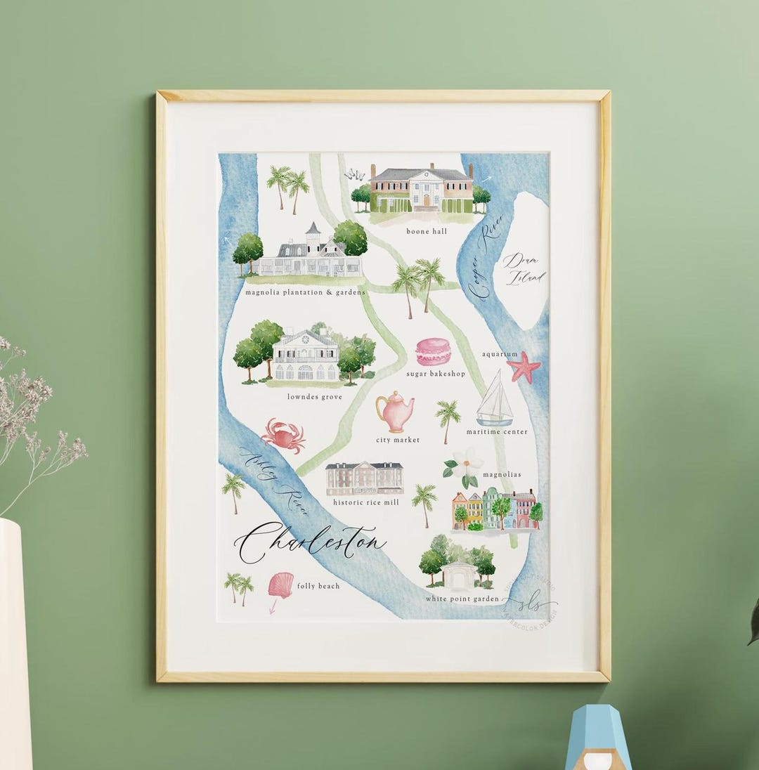 Charleston South Carolina Map Print, Illustrated City Map, Charleston ...