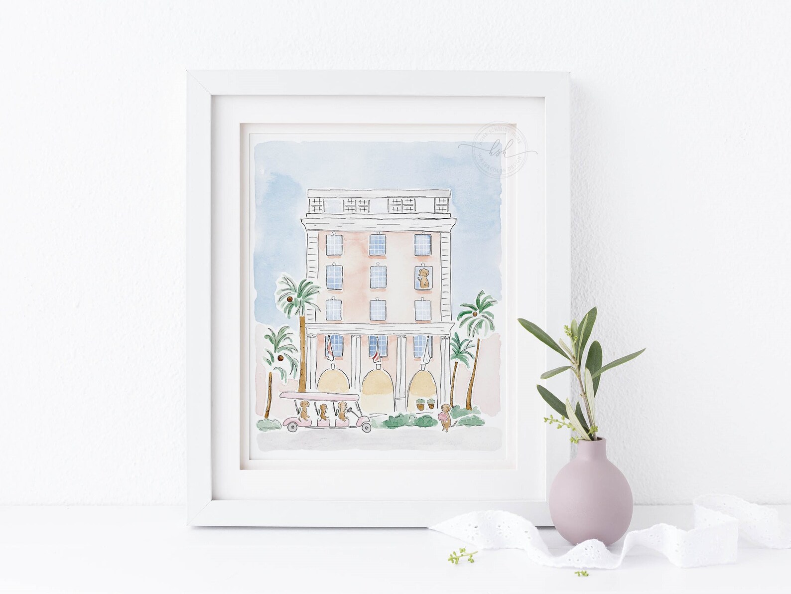 Summer pink hotel print Palm Beach summer decor tropical | Etsy