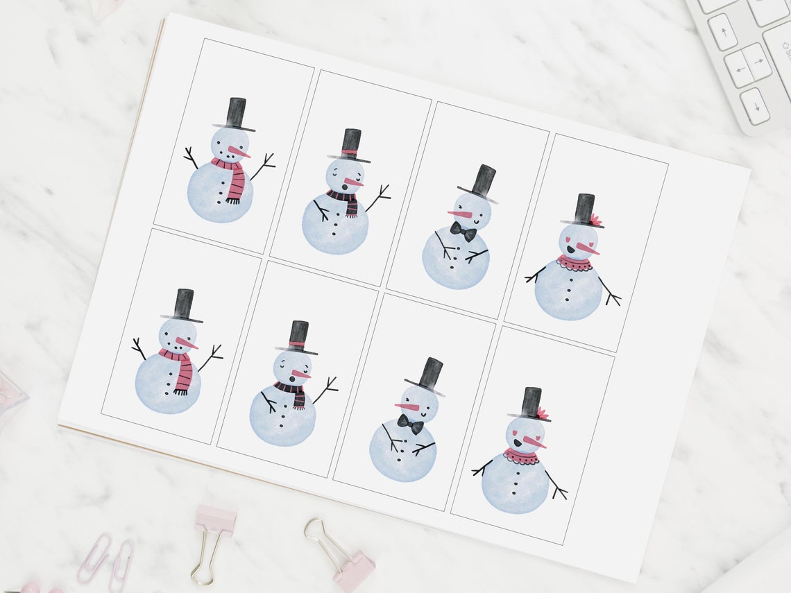 Christmas Snowman Gift Tags Printable Holiday Tags Printable - Etsy